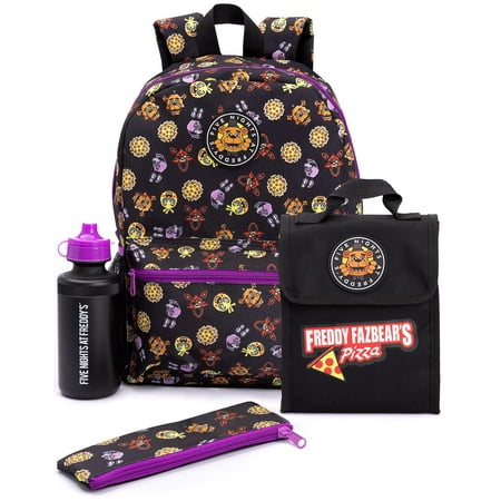 Five Nights At Freddys Backpack Set For Kids | 4 Piece FNAF Nightmare ...