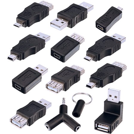 LUO OTG USB Mini Micro Male to Female Connector Adapter Converter ...