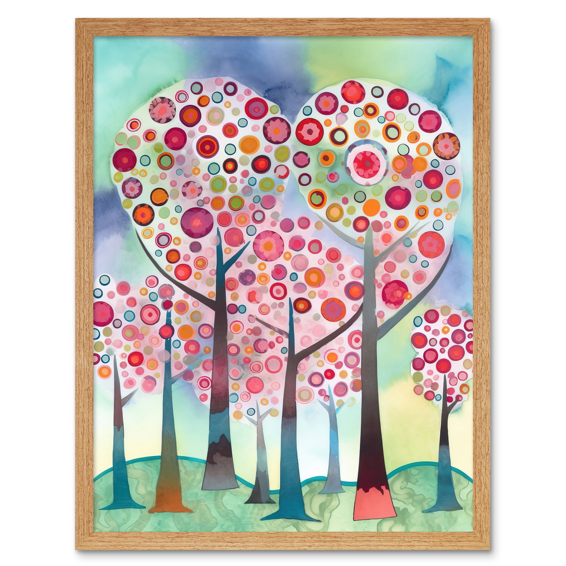 Kandinsky Inspired Trees Blooming In Spring Folk Art Watercolour ...