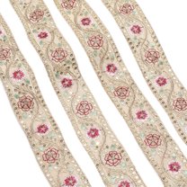 10 Yards Black Floral Jacquard Ribbon Boho Gold Metallic Flower ...