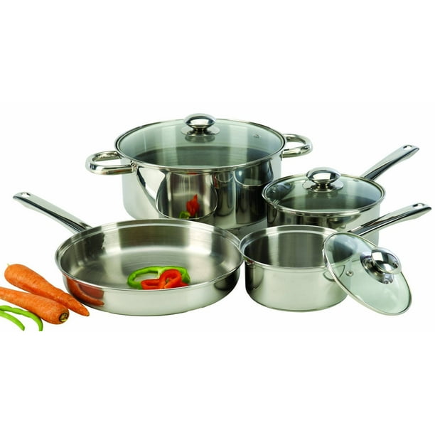 Cook Pro 7-Piece Stainless Steel Cookware Set with Encapsulated Base ...