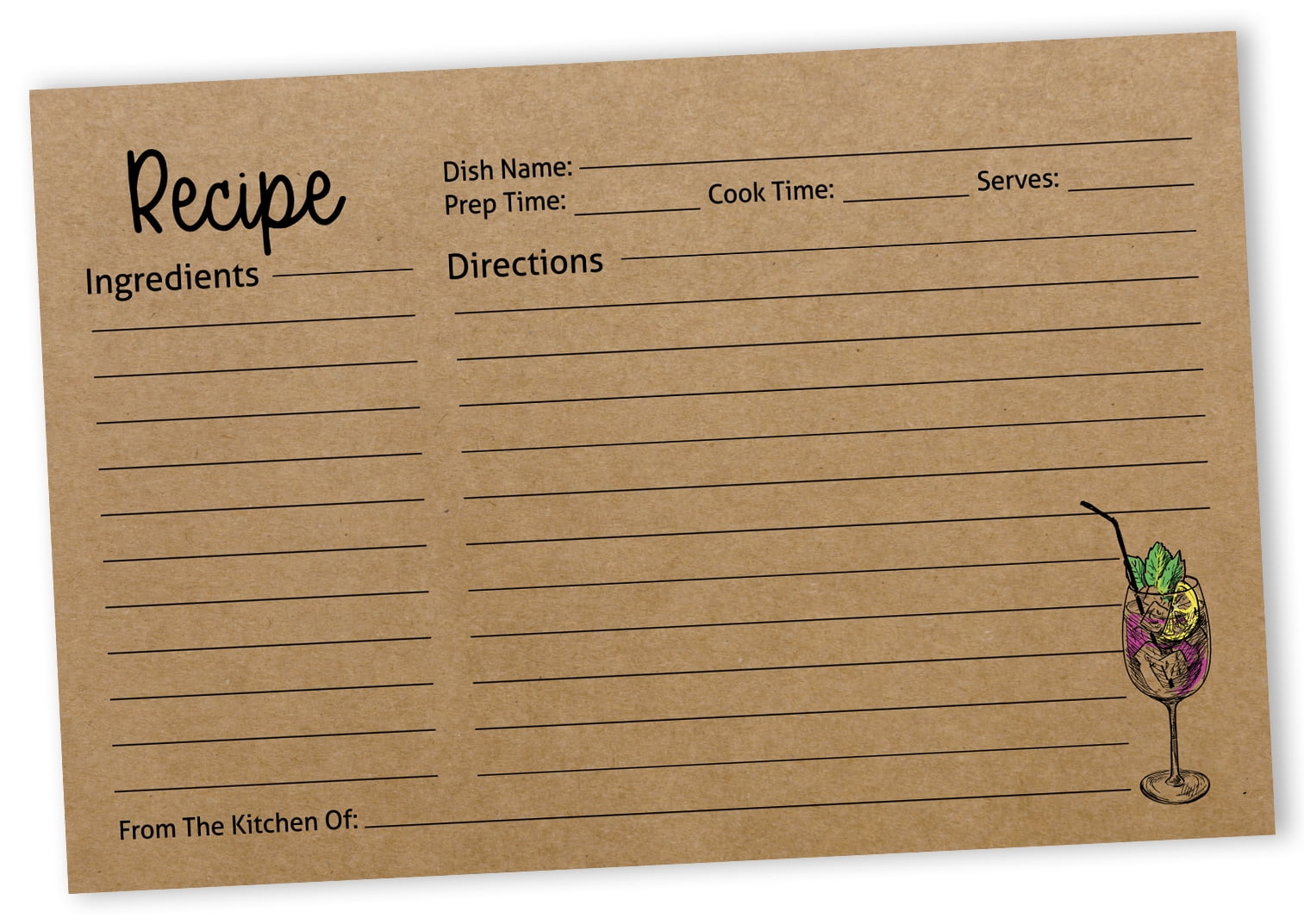 Inkdotpot Recipe Card 6x4 inch Single-Sided Recipe Design Cards Kraft ...
