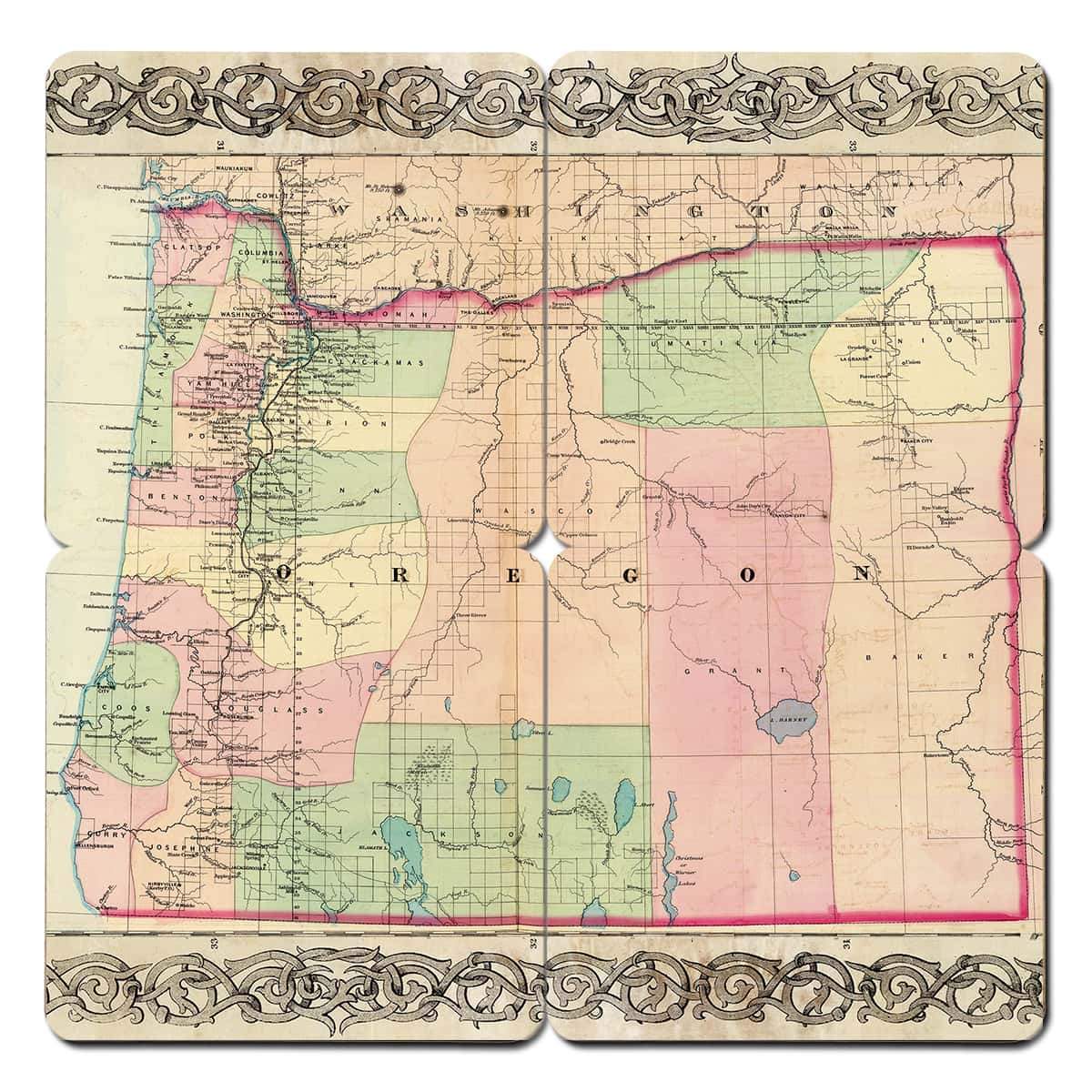 Oregon Old World Map Coaster - Walmart.com