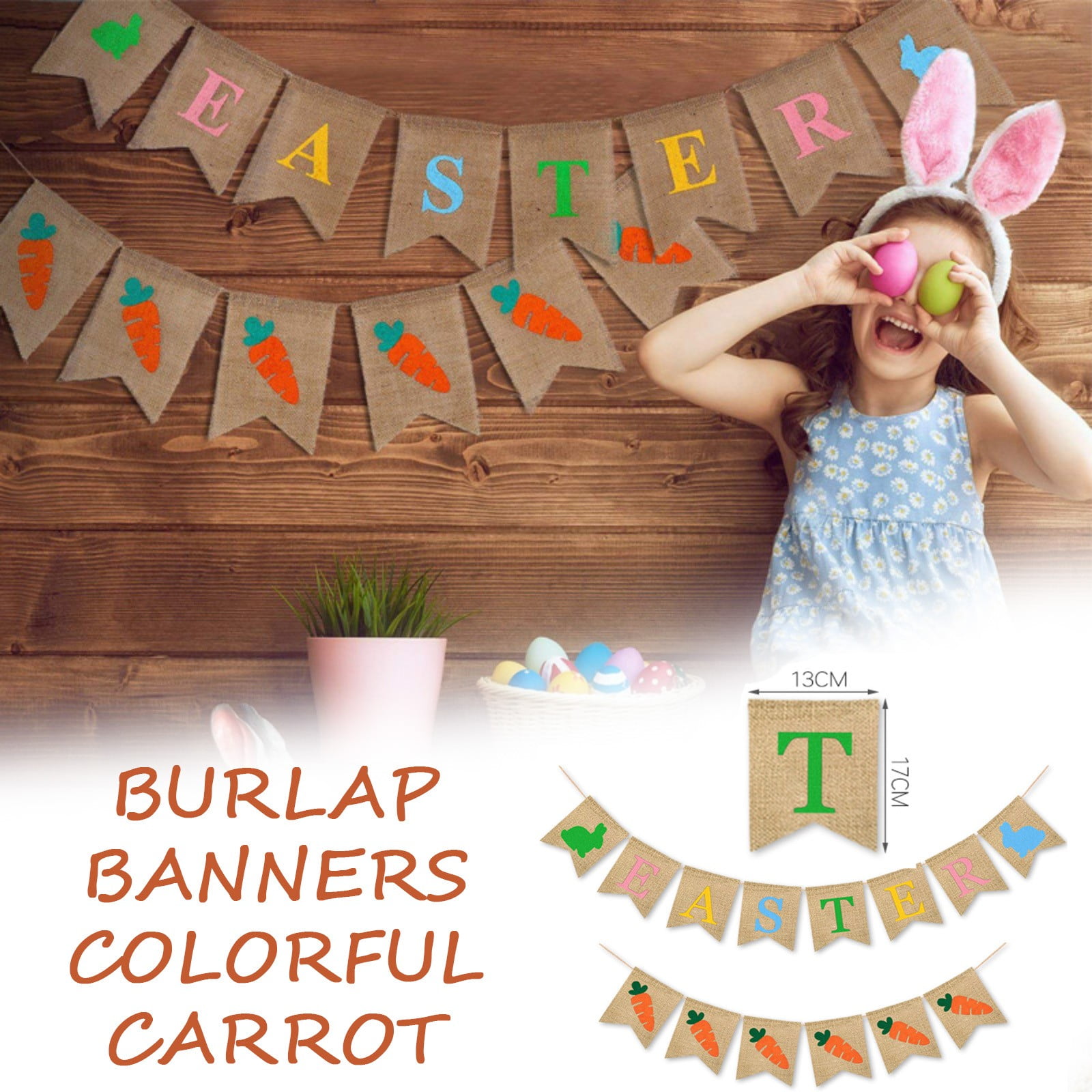 Fridja Banners Colorful Bunny White Bunny Rabbit Carrot Pattern Various Types Easter - Walmart.com