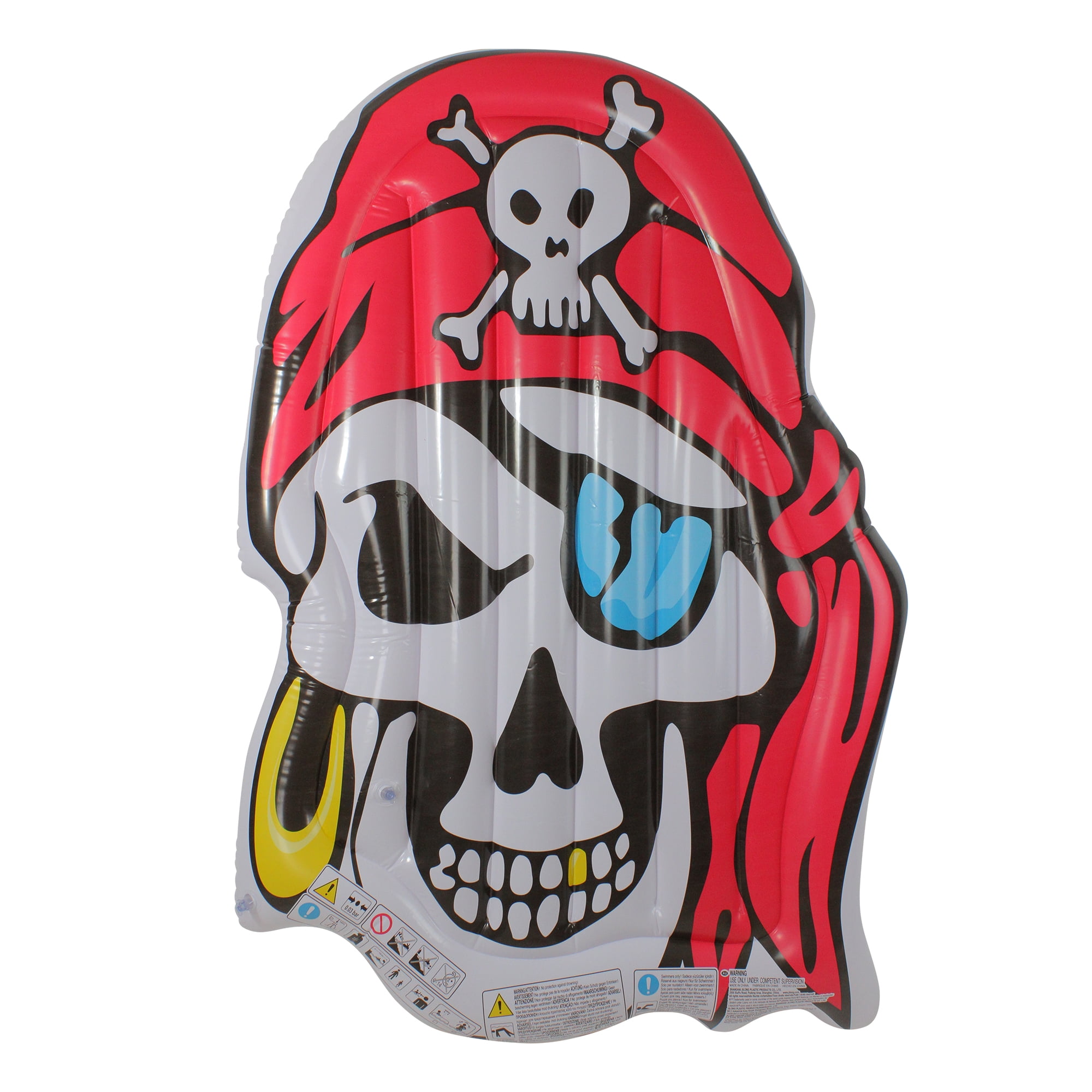 Inflatable White And Red Pirate Jumbo Skull Pool Float 59 Inch