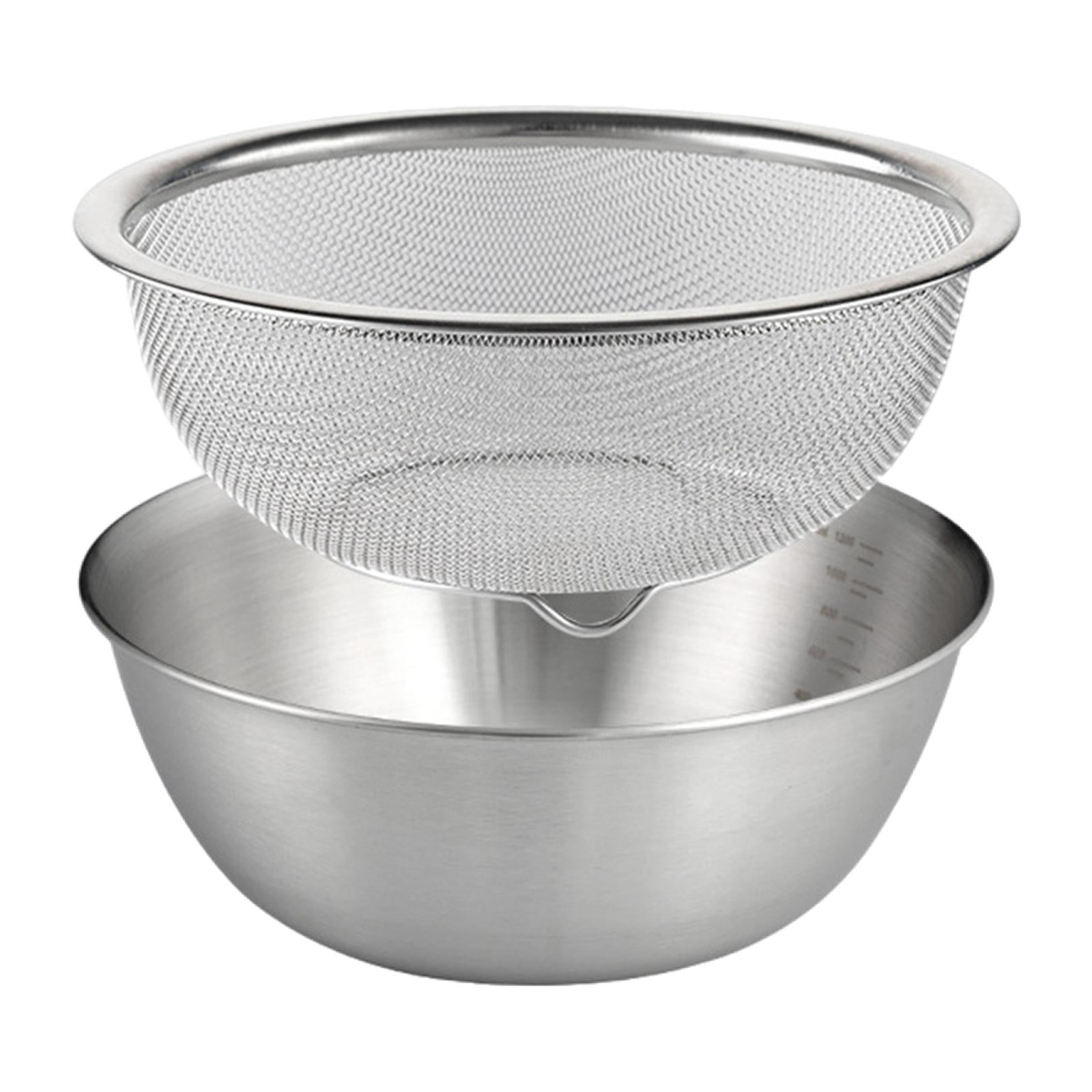 2x 304 Stainless Steel Colander with Mixing Bowl, Drainer Basket with ...