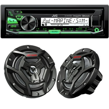 JVC KD-TD72BT Single DIN Bluetooth USB AUX AM/FM Radio CD Receiver, 2x 6.5" 300W Marine Speakers ...