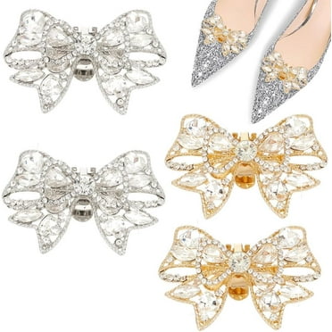 1 Pair Bowknot Shoes Clips Pearl Shoe Removable Shoe Charms Buckle ...
