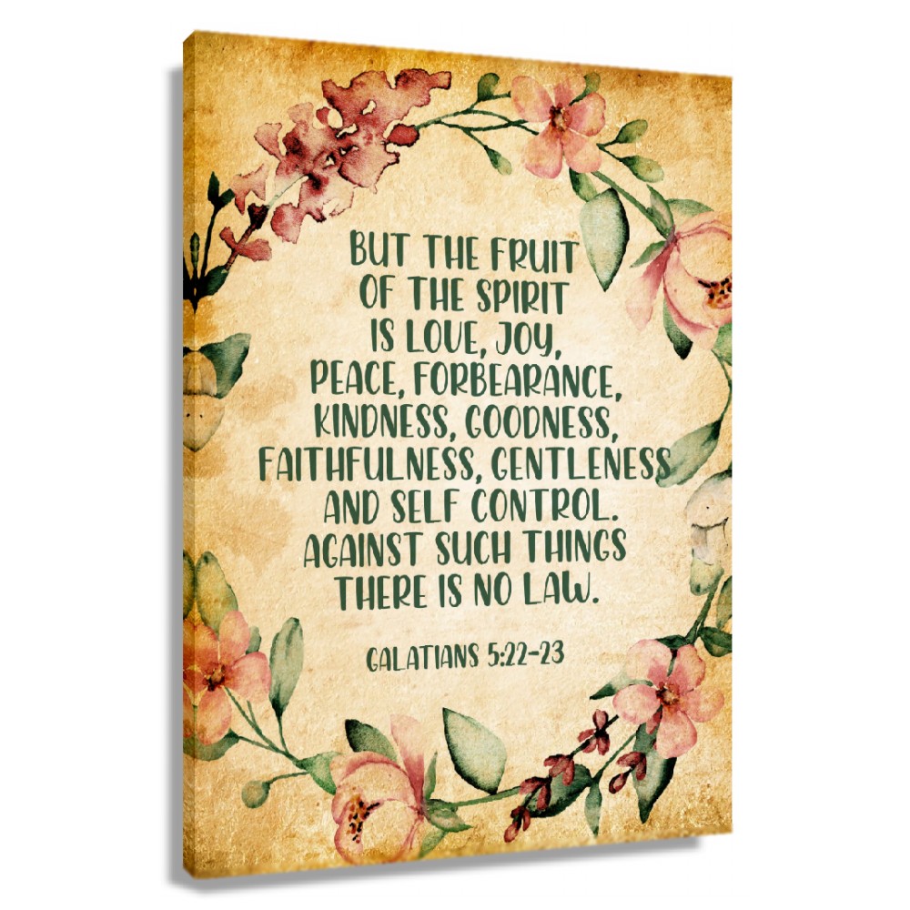 Galatians 5 22 23 Bible Verse Wall Art Giclee Canvas Painting Floral Galatians 5 22 23 Bible Verse Wall Art Giclee Canvas Painting Floral
