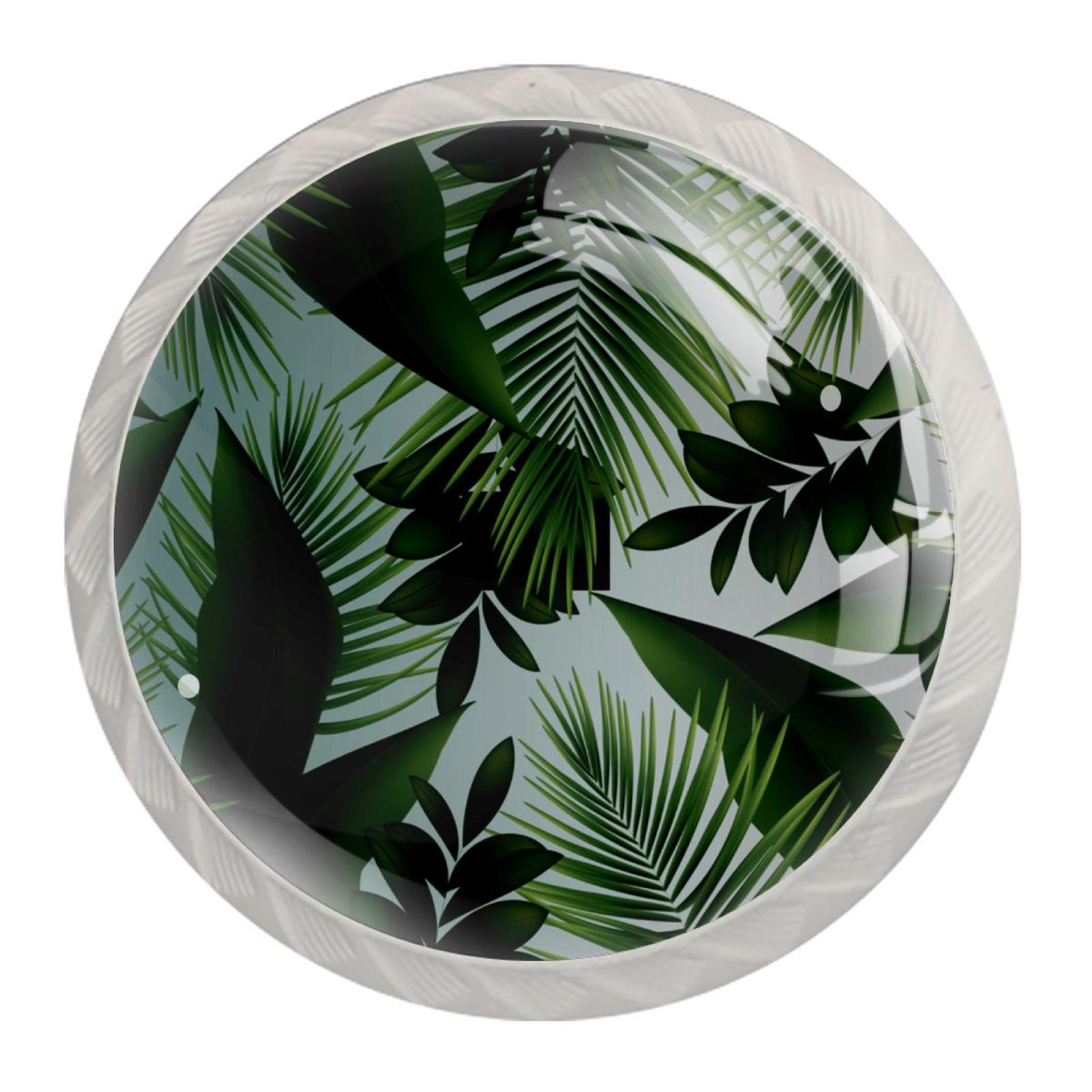 4 Pcs Exotic Green Leaves Knobs for Kitchen Cabinet Cupboard Dresser ...