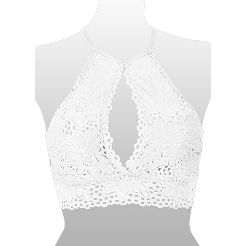 Sunbreezer - Ladies White Halter Neck Keyhole Front & Back Bralette ...