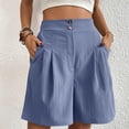 BONIXOOM Womens' Shorts, High Waisted Button Front Casual Wide Leg ...