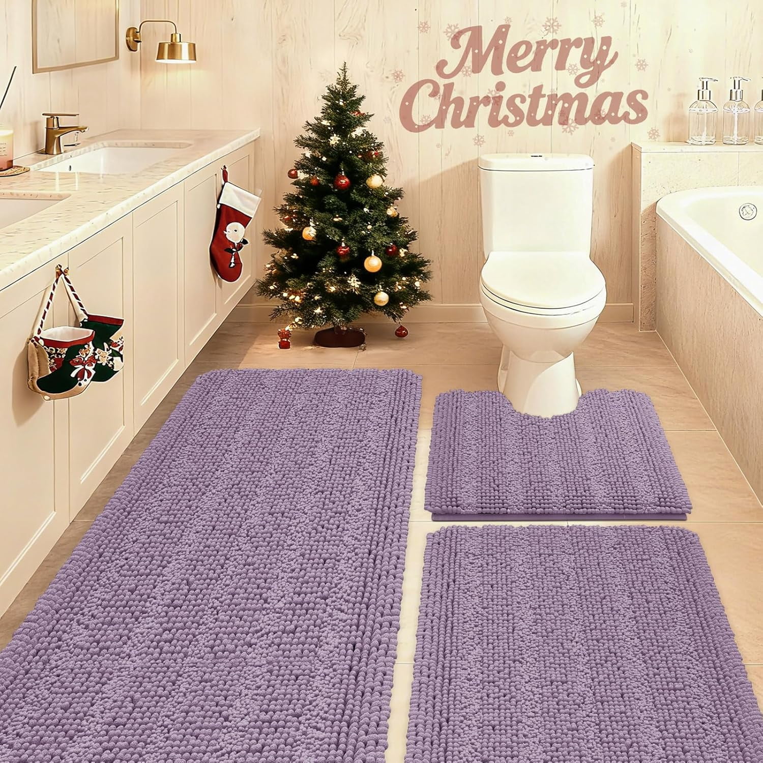 Click here for Rejoda-Striped Lavender Bathroom Rug Set 3 Pieces... prices