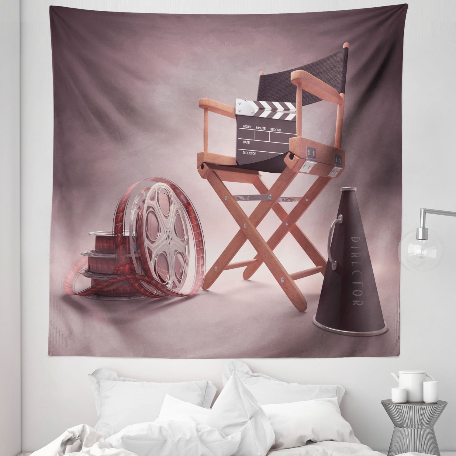 Movies Tapestry, Directors Chair Seat Movie Lover Film Set Studios ...