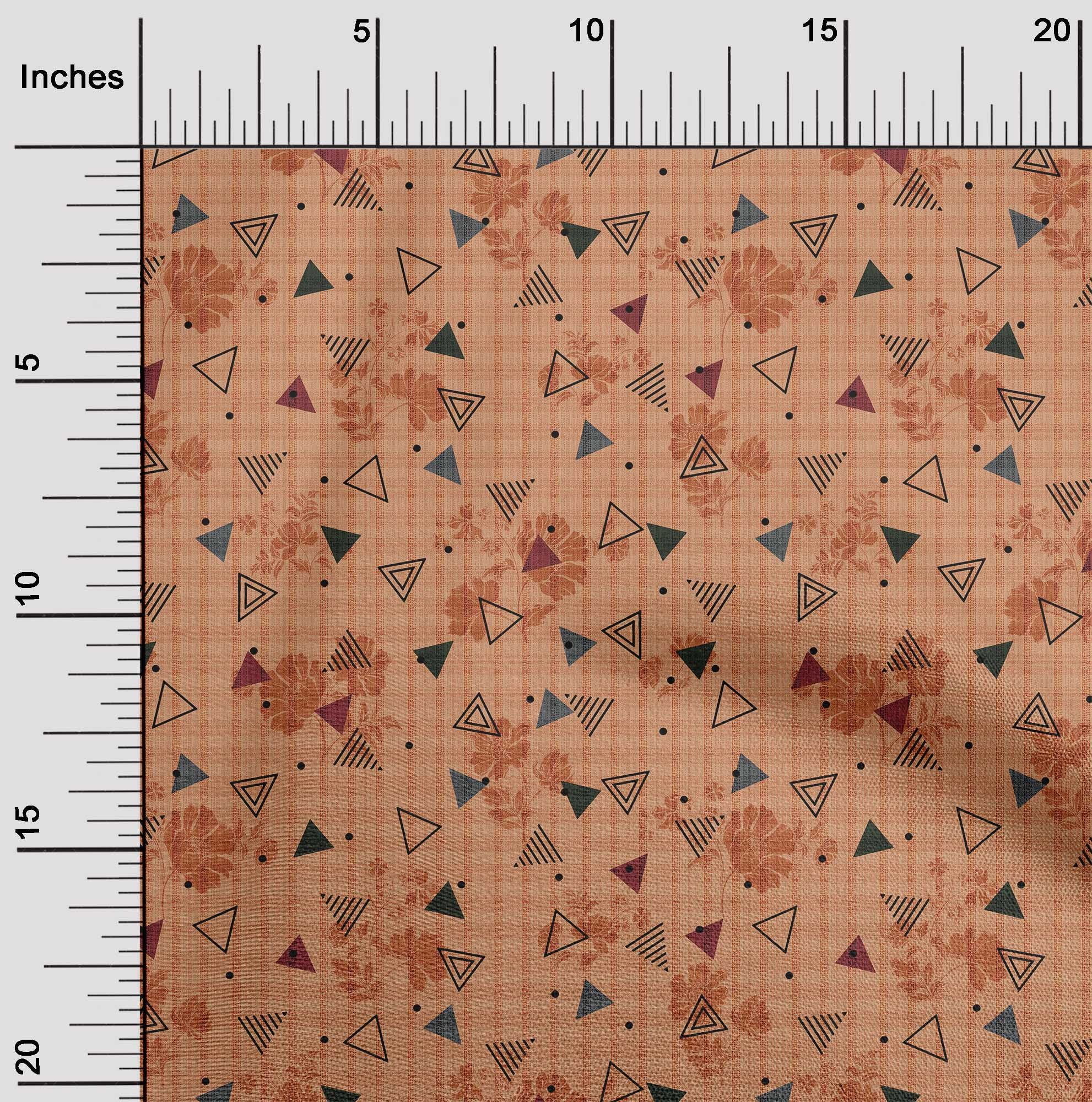 oneOone Viscose Chiffon Rust Brown Fabric Triangle Geometric Quilting ...