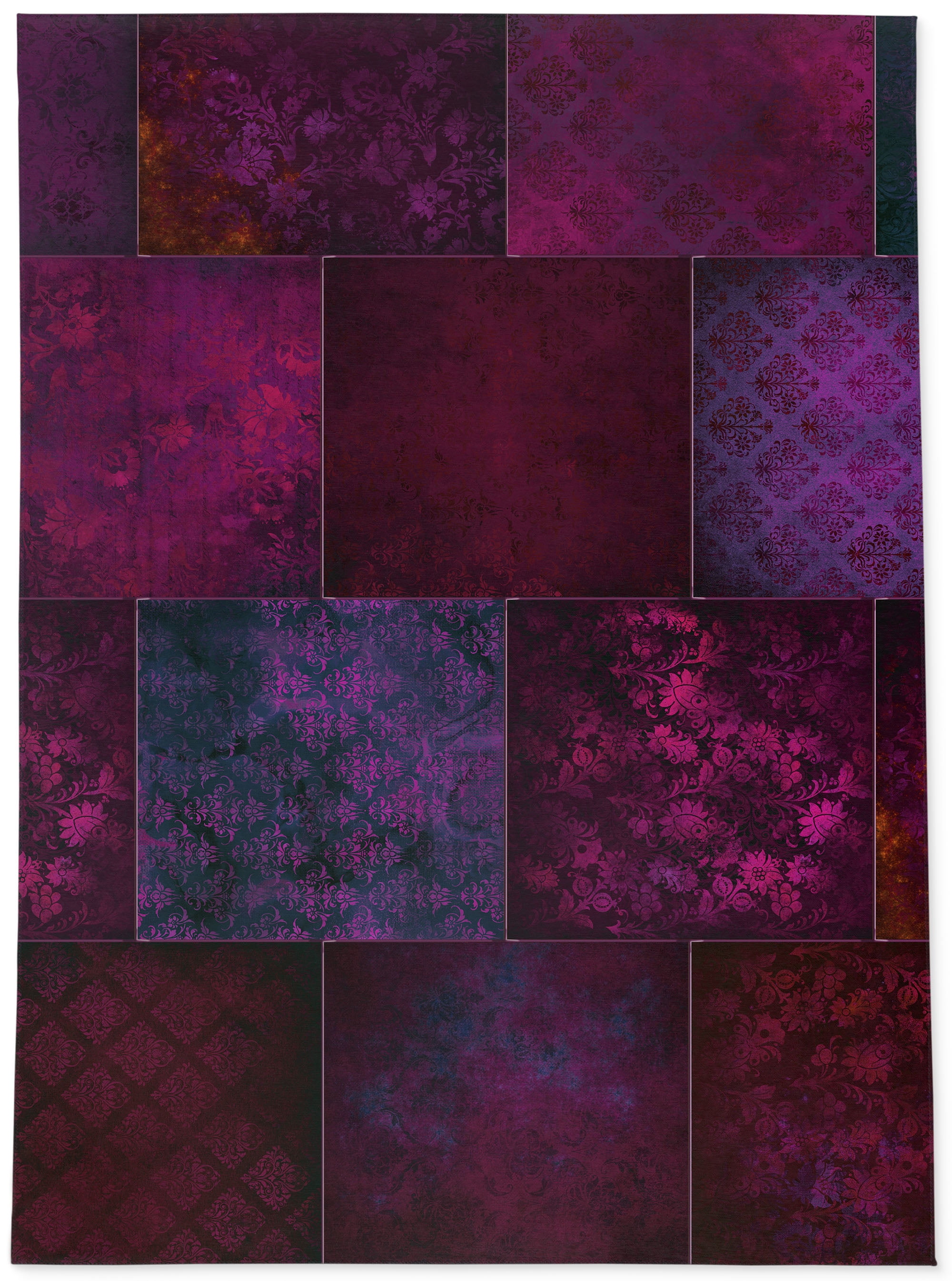 Eclectic Bohemian Patchwork Wine and Purple Area Rug by Kavka Designs ...