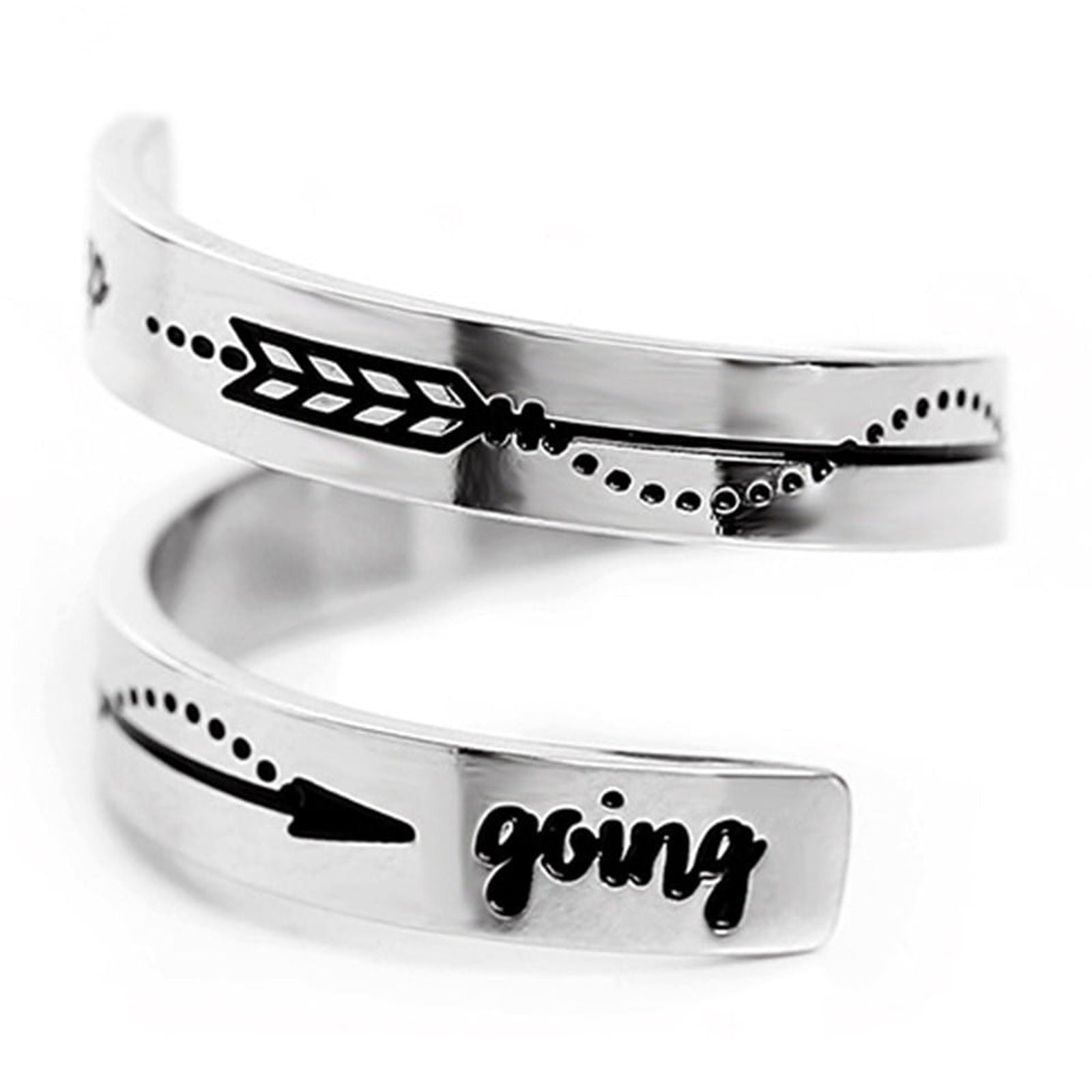 Click here for Nuoko Finger Ring Bucking Keep Going Engraved Tita... prices