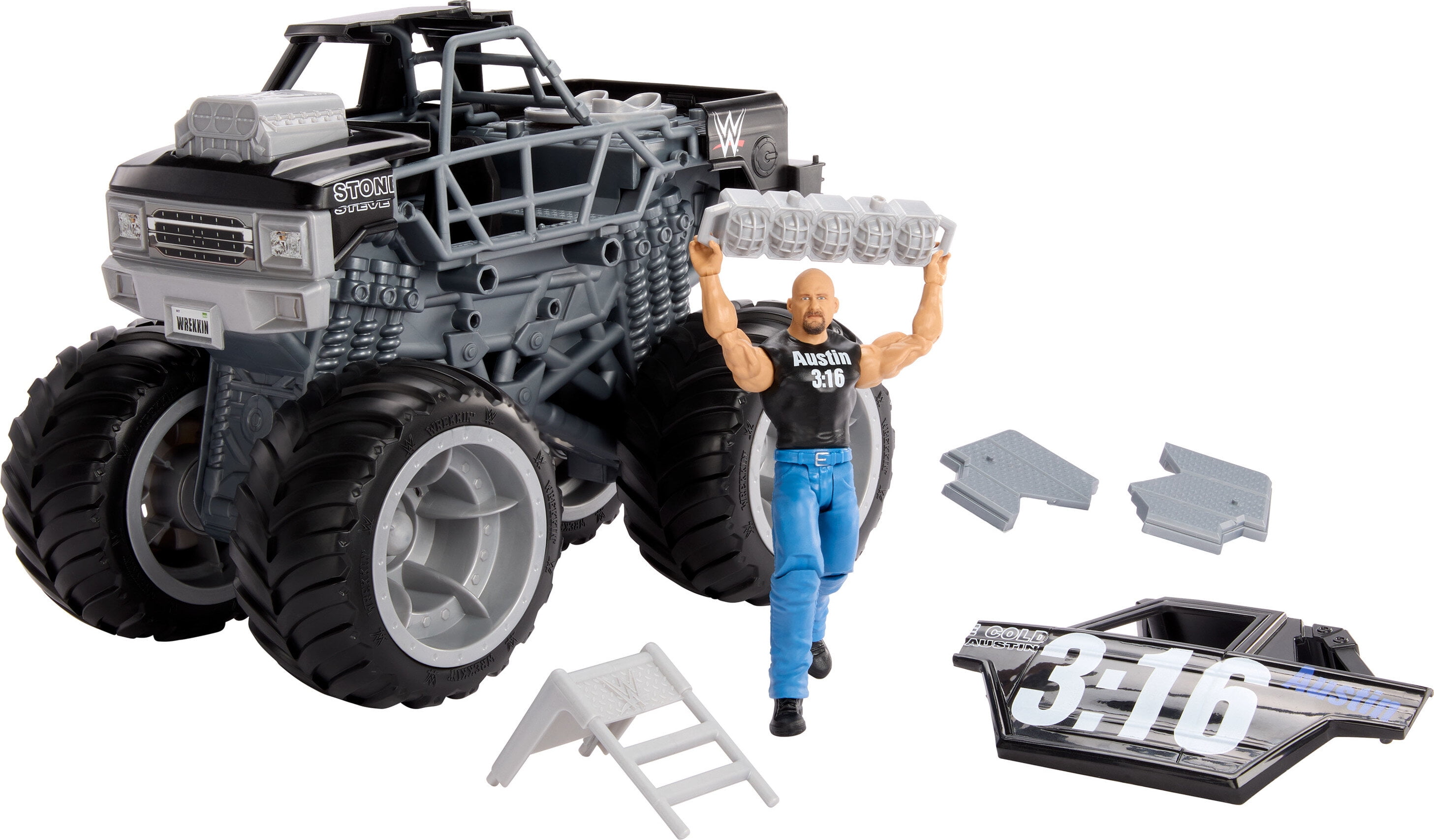 WWE Vehicle Wrekkin Stone Cold Crusher Monster Truck with Stone Cold ...