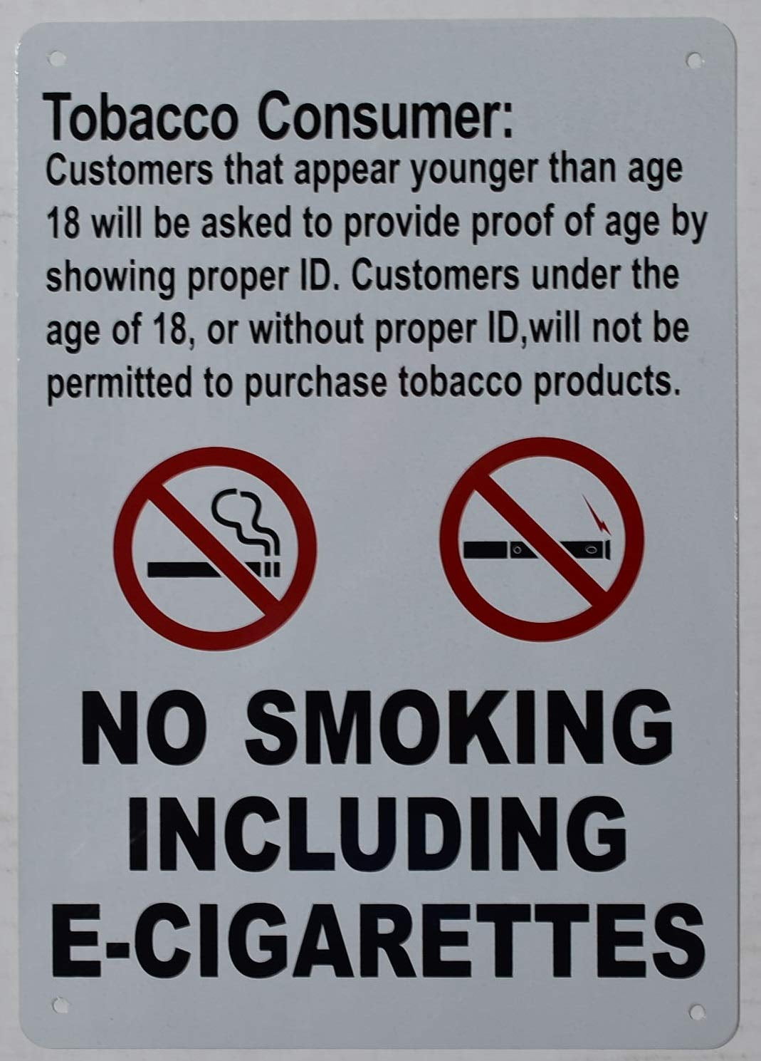 Tobacco Consumer Notice Sign - for Retail (White, Aluminium 7X10-Rust ...