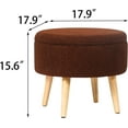 Adeco Small Round Ottoman with Storage, Red Brown Coffee Table with ...
