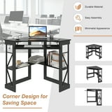 VECELO, Corner Computer Desk with Charging Station, Triangle Design ...