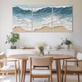 Abstract Beach Wave Canvas Wall Art 3 Panels, Blue Watercolor Modern ...