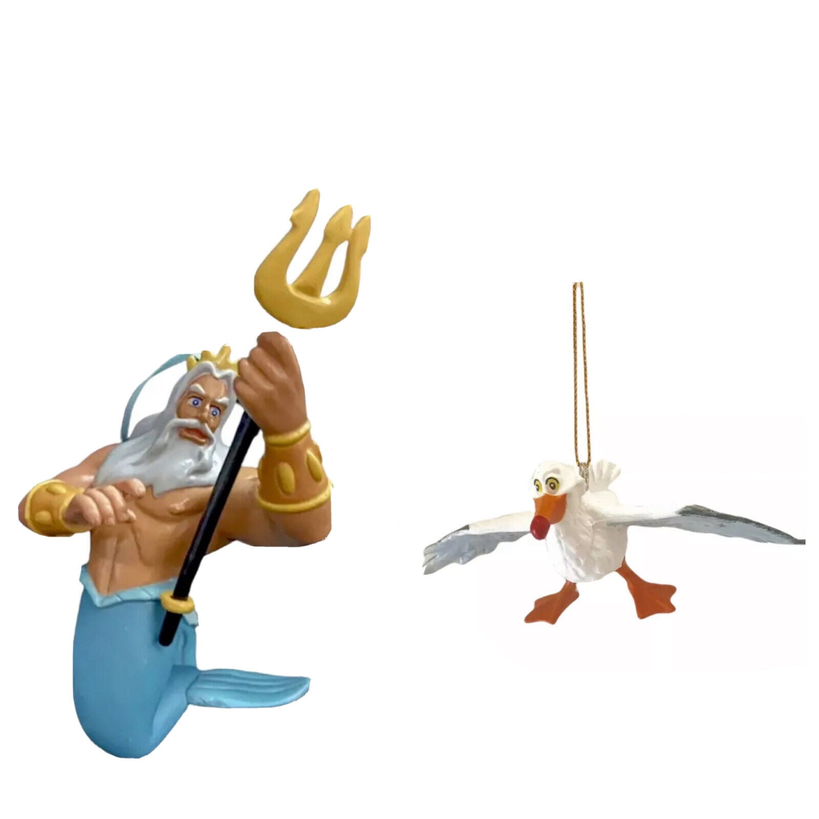 King Triton Ariel Dad & Scuttle PVC Ornament Figure Little Mermaid 3 ...