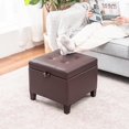 17 Inch Storage Ottoman Foot Rest,Square Faux Leather Foot Stool,Small ...