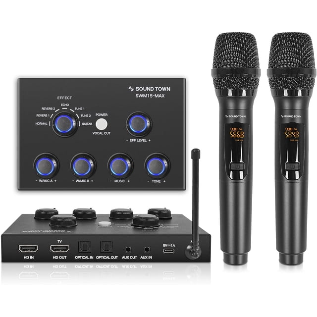 Sound Town 16 Channels Wireless Microphone Karaoke Mixer System w/ 2 ...