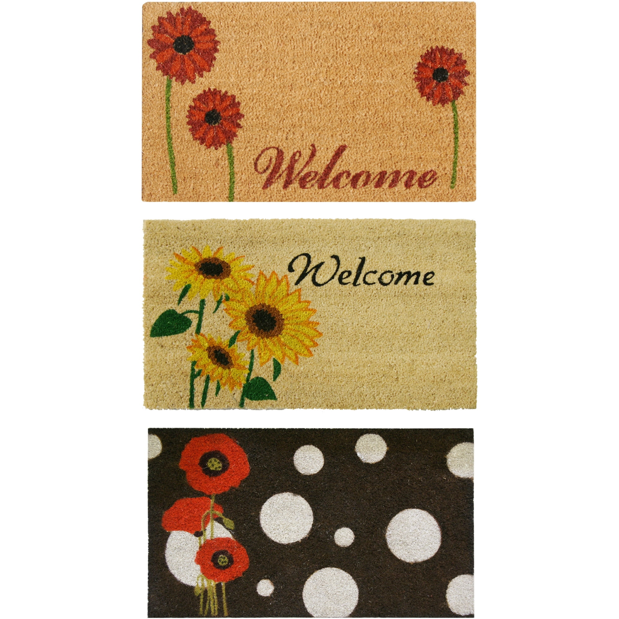 Rubber-Cal Welcome "Floral Door Mat" Kit - 18" x 30" - 3 Doormats ...