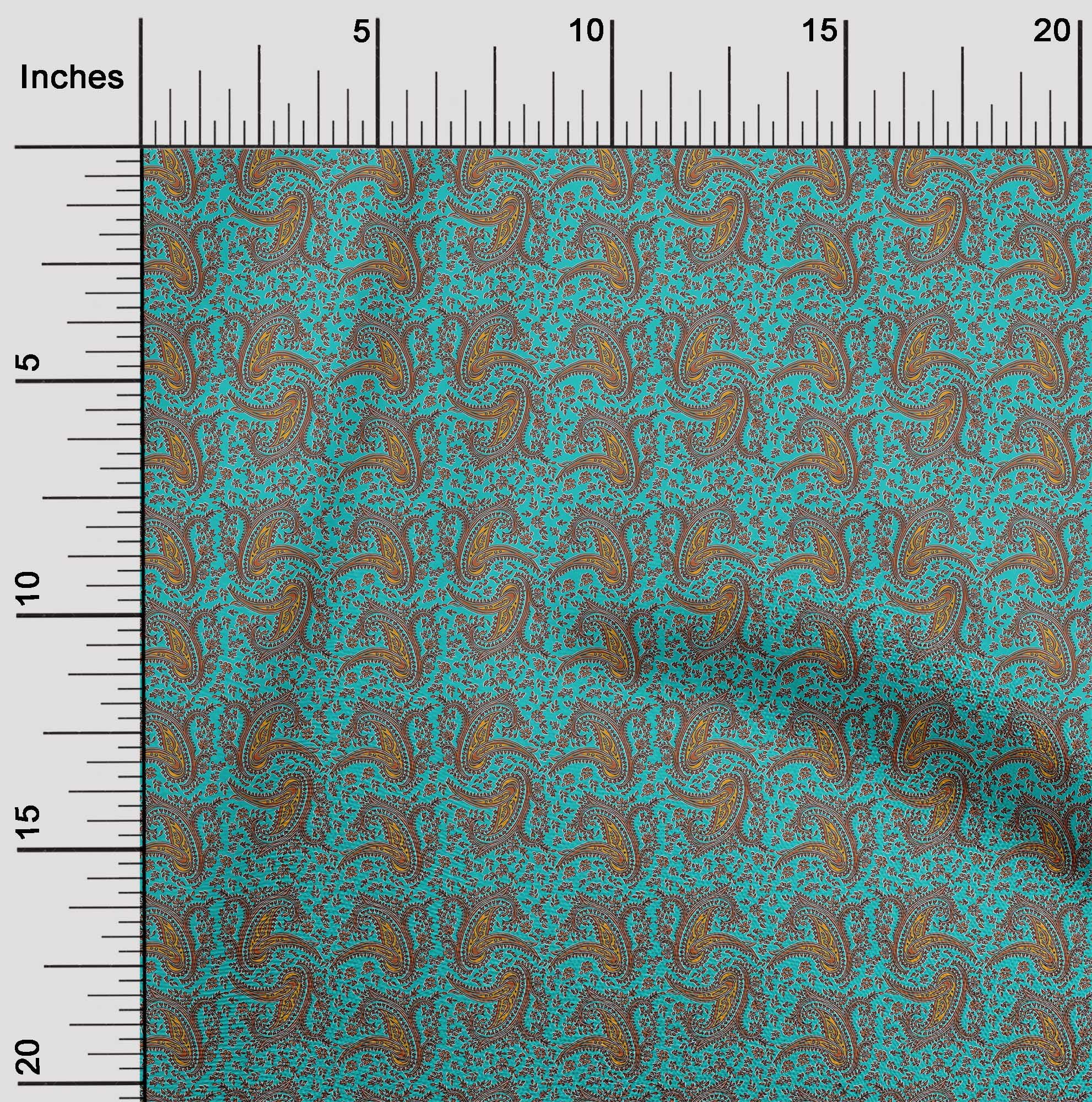oneOone Silk Tabby Fabric Floral & Paisley Block Print Fabric By The ...