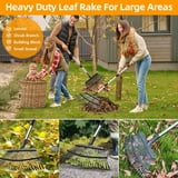 Rake for Leaves, 65 Inch Adjustable Long Handle Garden Leaf Rake, 18 ...