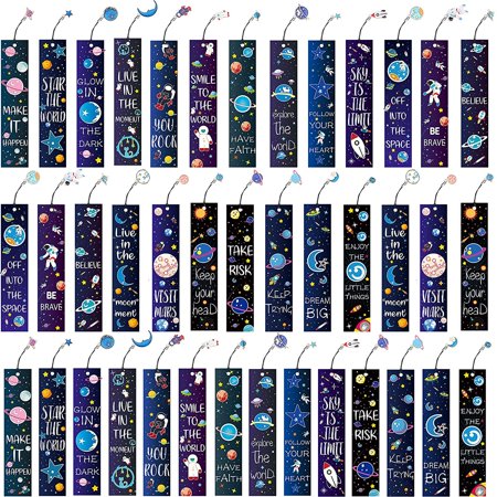 Space Theme Bookmarks Set, Inspirational Quotes Bookmark with Metal ...