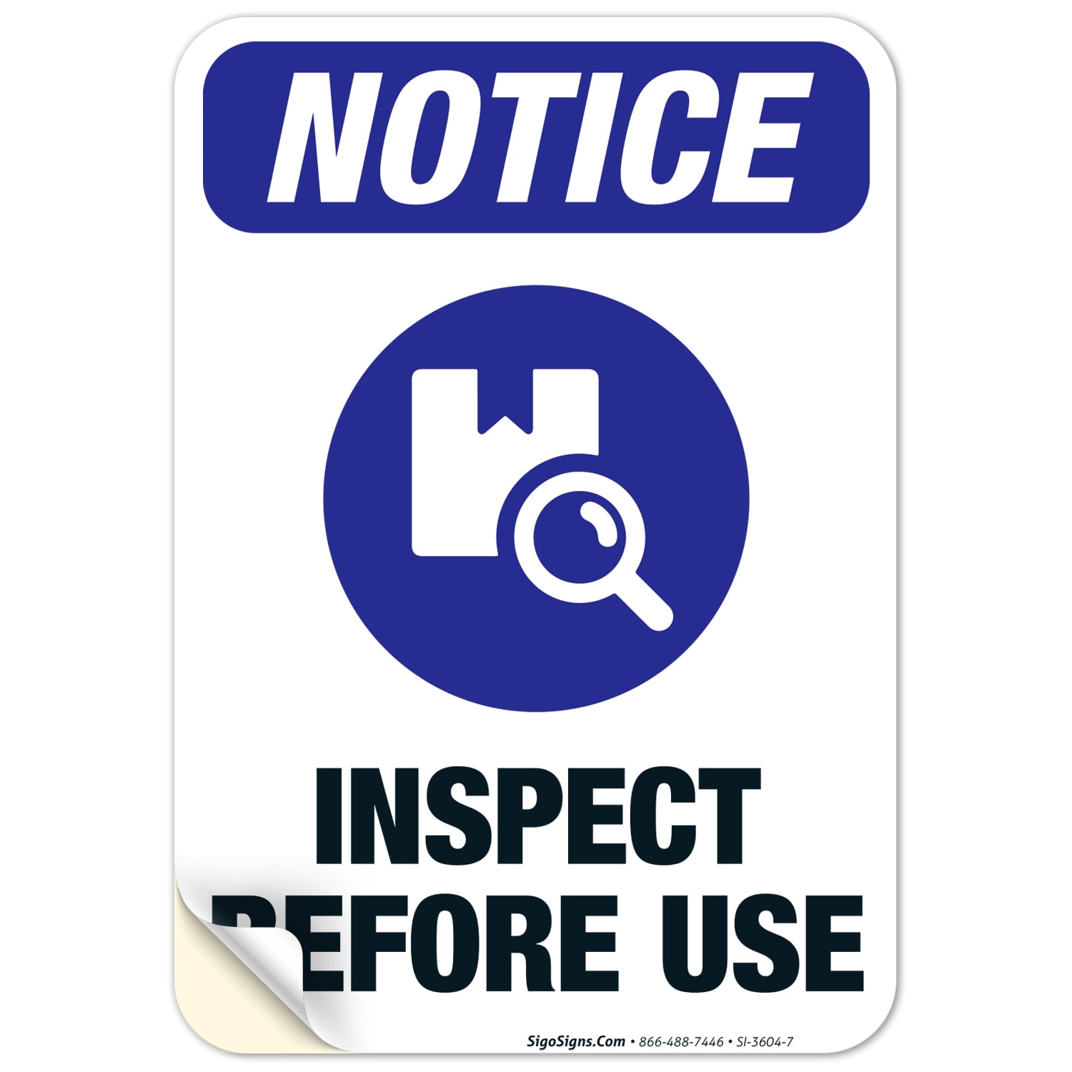 Inspect Before Use Sign, OSHA Notice Sign, 10x7 Vinyl Sticker - Walmart.com