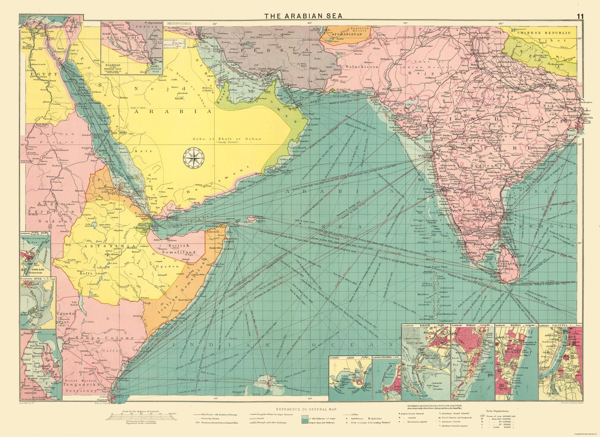 Asia Arabian Sea Region Philip 1905 23 00 X 31 56 Matte Art Paper