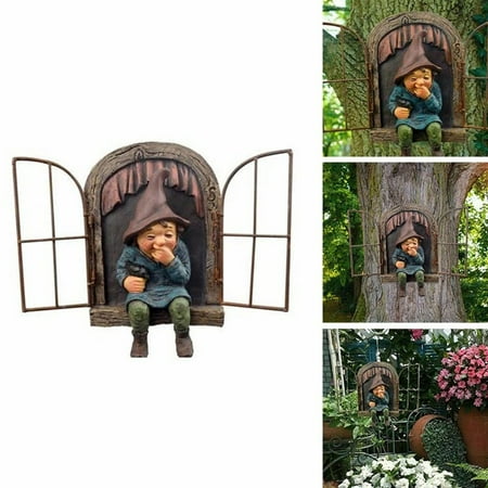 Elf Out The Door Tree Hugger Naughty Garden Gnome Peeker Funny Garden ...