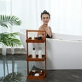 3-Tier Teak Shower Caddy - Freestanding Wooden Organizer for Bathroom ...