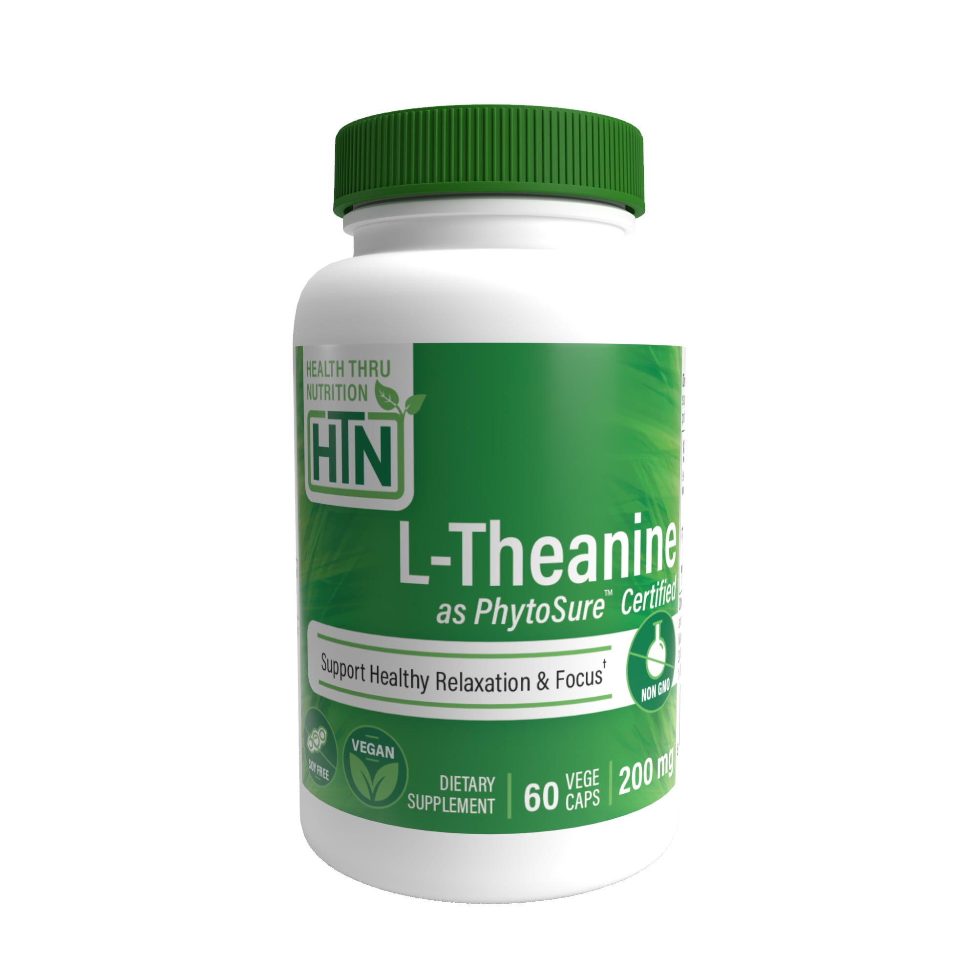 L-Theanine 200mg as PhytoSure™ (Non-GMO) 60 Vegecaps by Health Thru ...