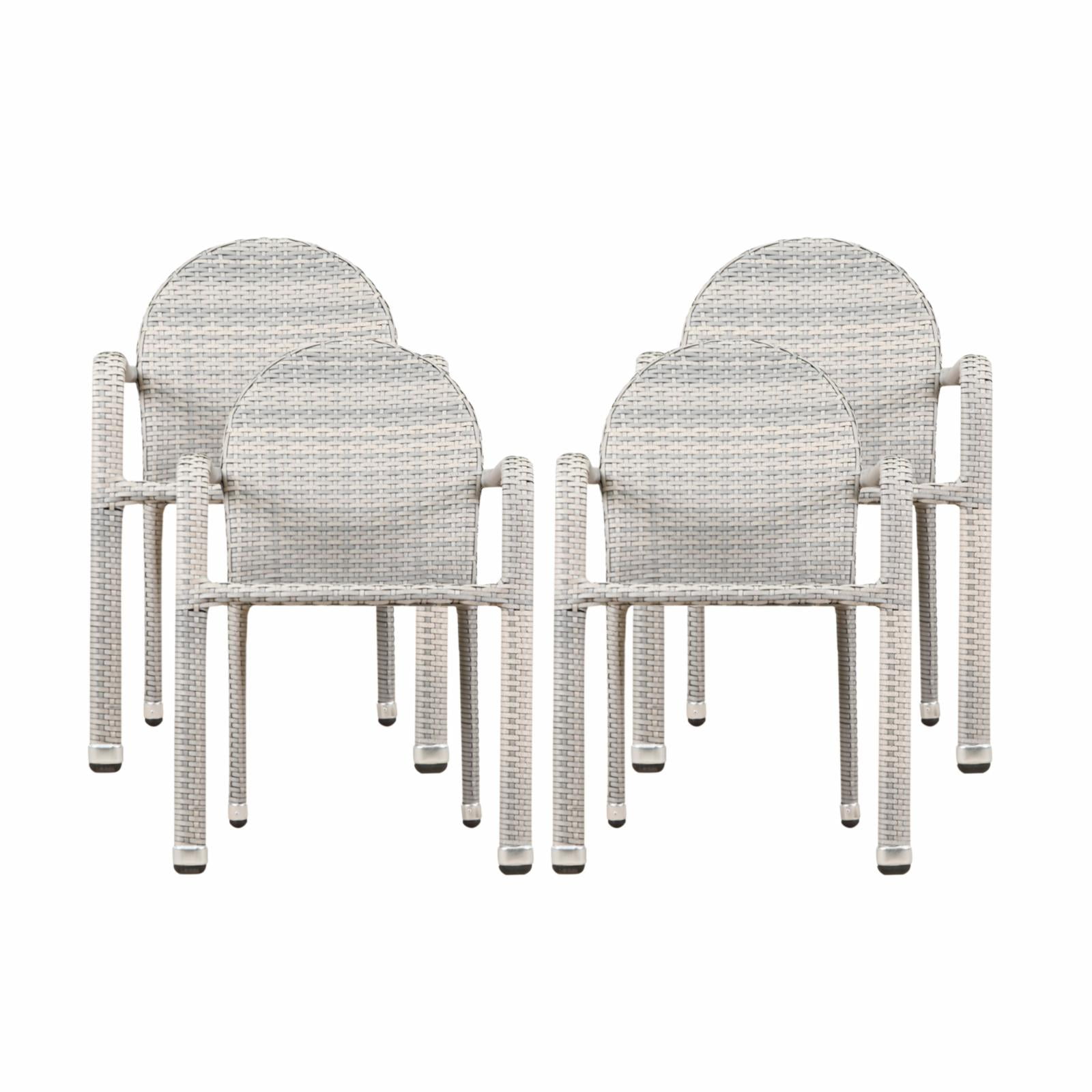 Ariyaan Outdoor Wicker Stacking Dining Chairs - Set of 4 - Multibrown ...