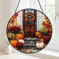 Autumn Scene Stained Glass Style Window Suncatcher, Home Entrance Art ...