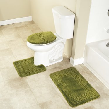 Aries Geometric Circles Design 3 Piece Bathroom Rug Set, Bath Rug ...