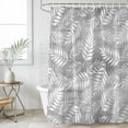 Ash Fronds Shower Curtain, Gray Silver Slate Leaf Plant Canvas Weave ...