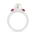 ANGARA South Sea Cultured Pearl & Ruby Engagement Ring in 14K White ...