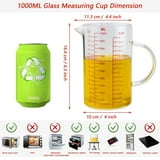 i Kito Large Glass Measuring Cup, 1000ML Liquid Measurement Beaker with Handle for Kitchen ...