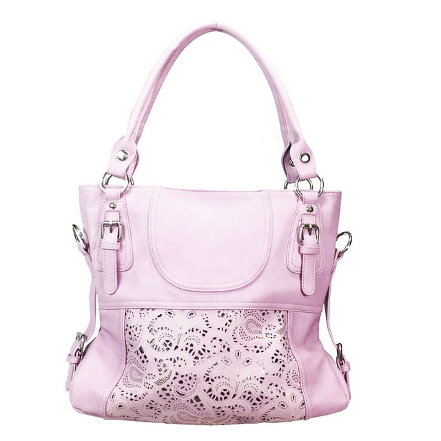 Zzfab Double Handles Laser Cut Big Hobo Bag Pink - Walmart.com