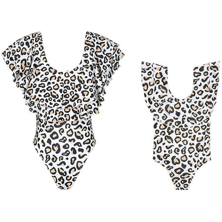 Mommy and Me Swimsuit One Piece Leopard Ruffle Bathing Suit Family ...