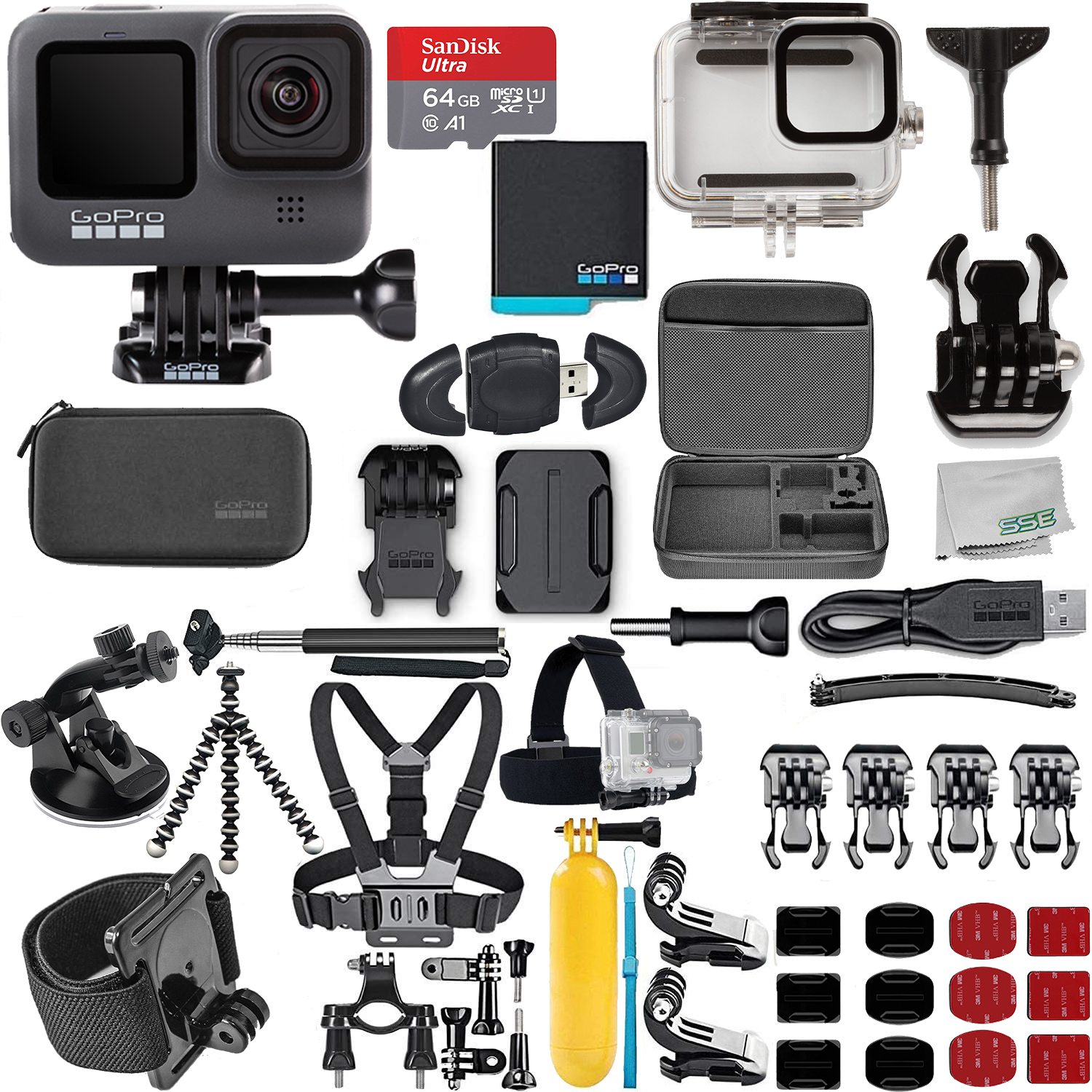 GoPro HERO9 Hero 9 Black With Deluxe Accessories Bundle Includes GoPro HERO9 Hero 9 Black With Deluxe Accessories Bundle Includes