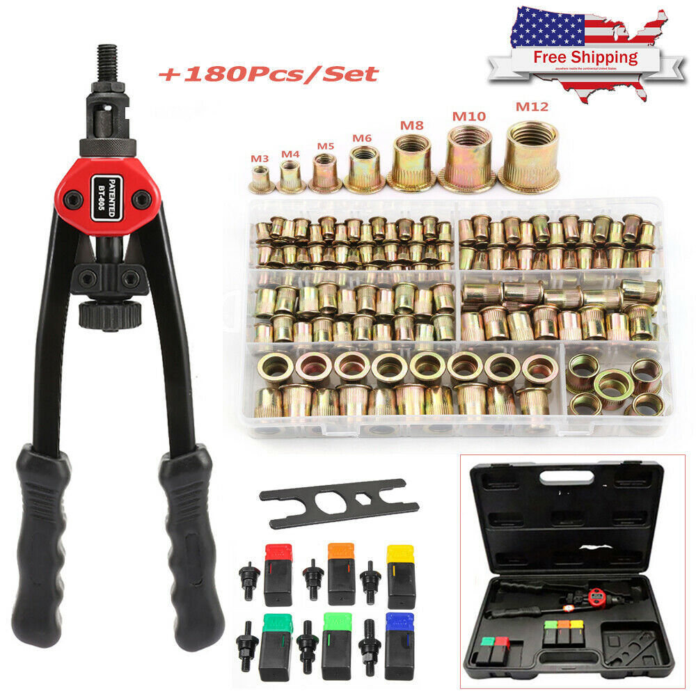 IMeshbean Rivet Gun Mandrel 180 Nuts Kit Rivnut Thread Setting Tool