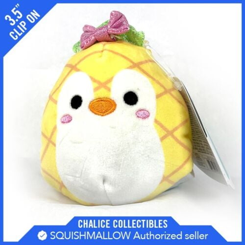 Squishmallow Kellytoy Plush Piper the Penguin as Pineapple Clip On 3.5 ...
