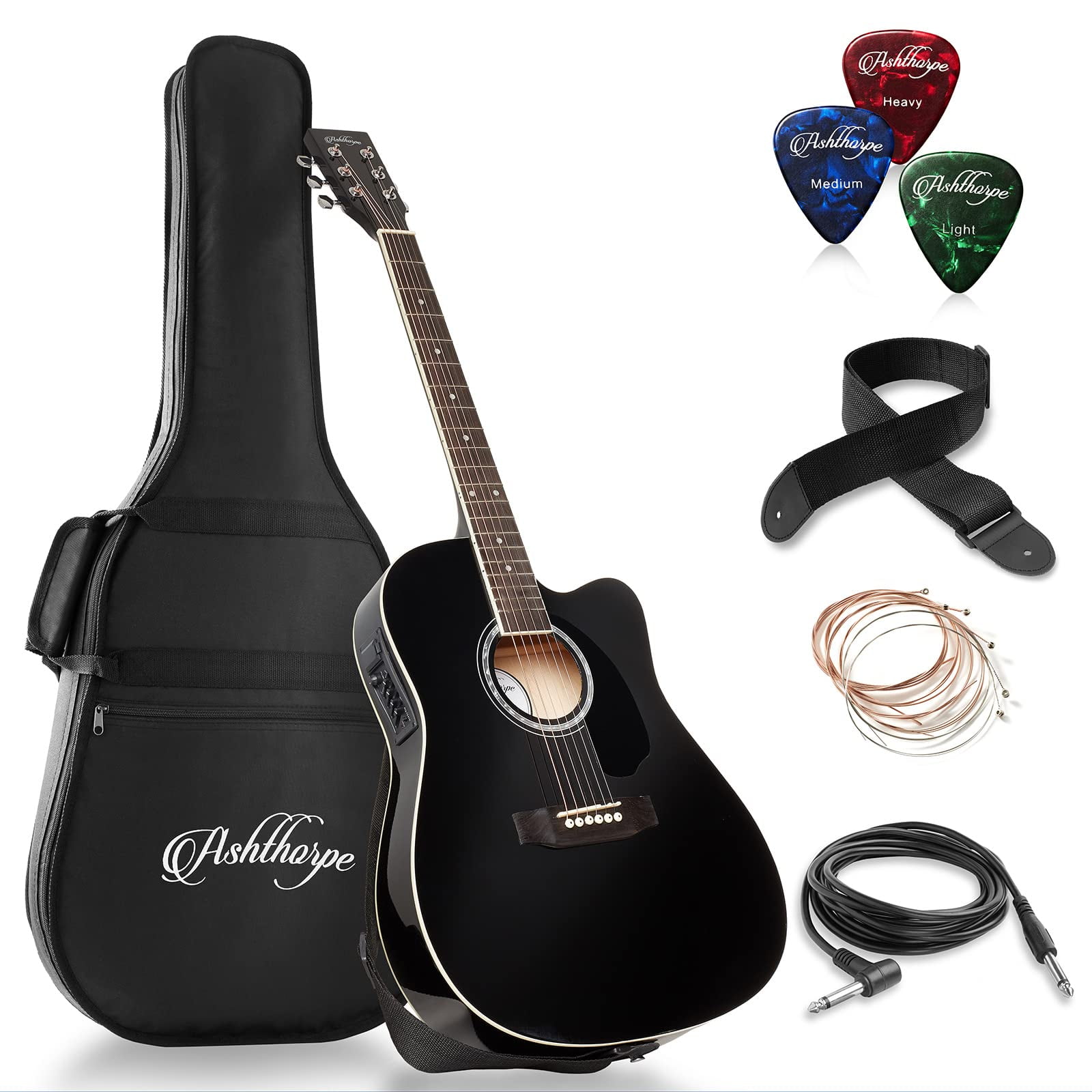Click here for Ashthorpe Full-Size Cutaway Thinline Acoustic-Elec... prices